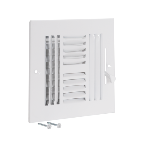 EZ-FLO 6 in. x 6 in. (Duct Size) 4-Way Steel Wall/Ceiling Register Whi ...