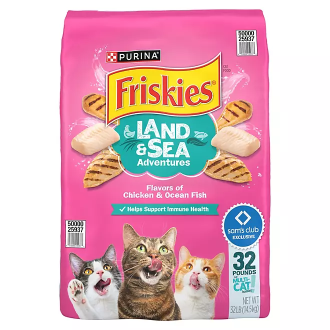 Friskies Land & Sea Adventures Dry Cat Food, Chicken + Ocean Fish (32 ...