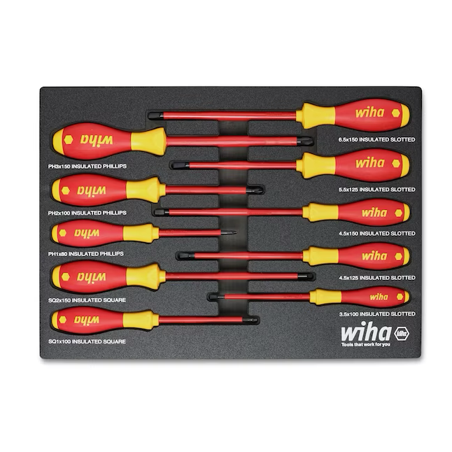 Wiha 10-Piece Composite Handle Insulated Assorted Screwdriver Set ...