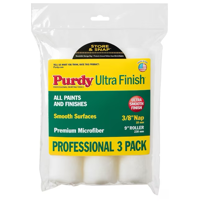 Purdy Ultra Finish 3-Pack 9-in x 3/8-in Nap Woven Microfiber Paint Rol ...