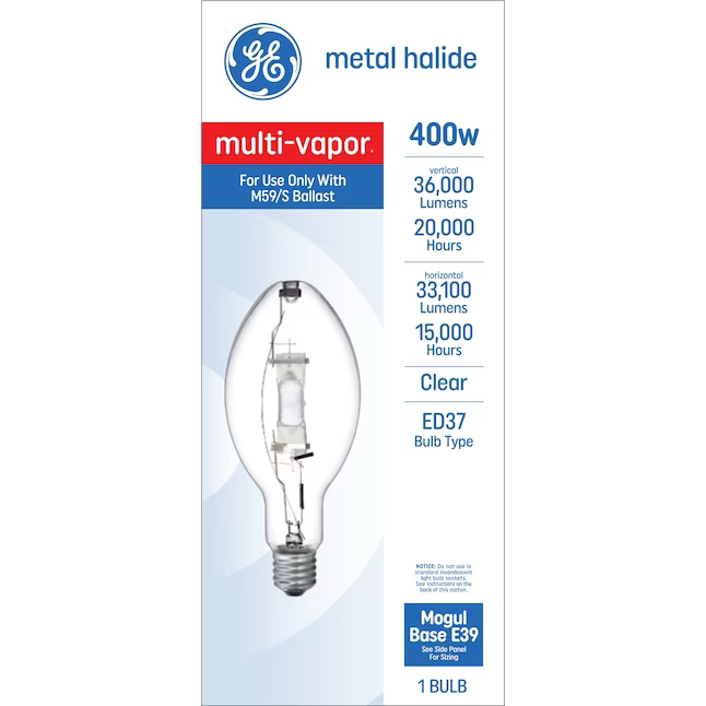 GE 400-Watt EQ ED37 Cool White Mogul Base (e-39) Metal Halide Light Bu ...