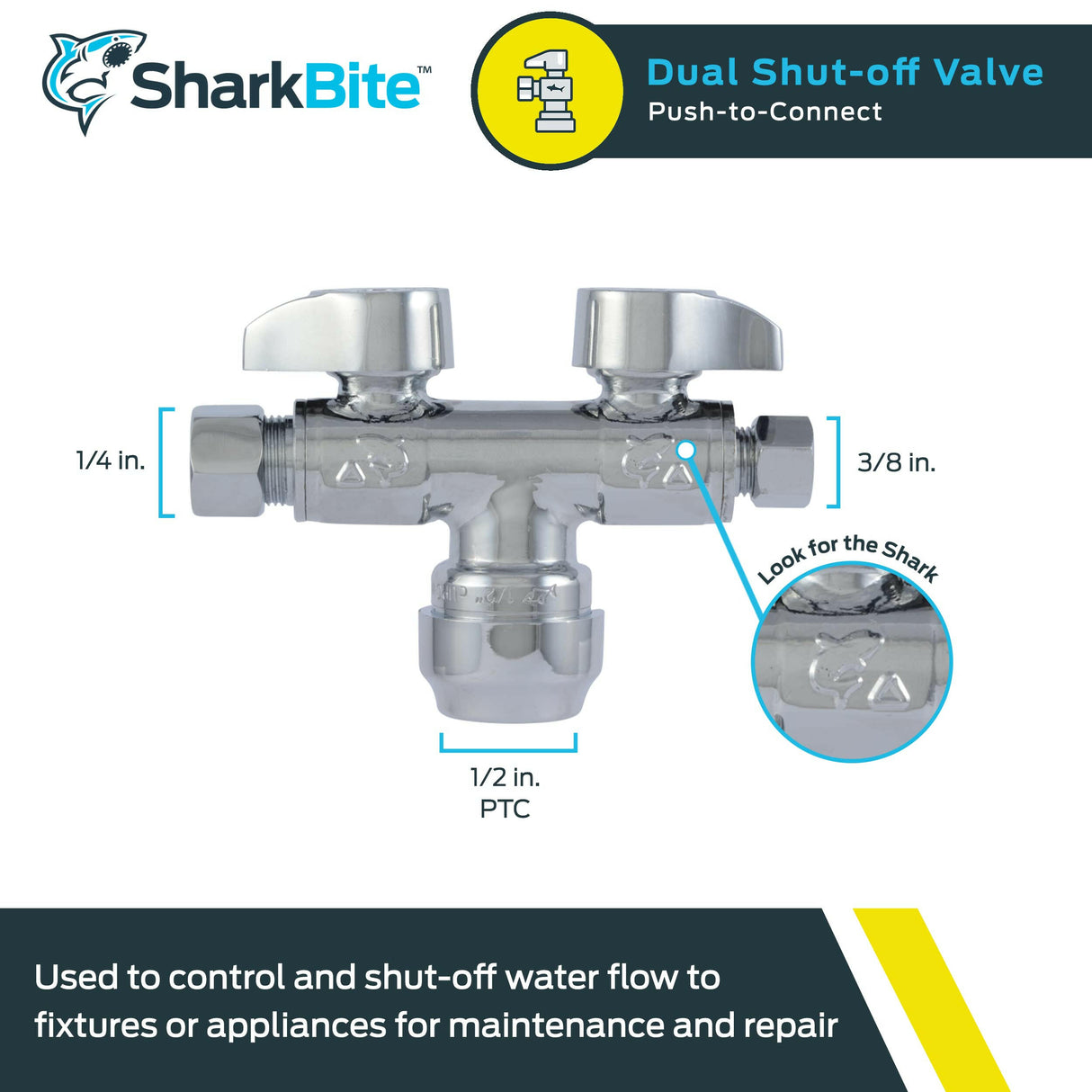 SharkBite 1/2 in. x 3/8 in. Compression x 1/4 in. Compression Brass Pu ...
