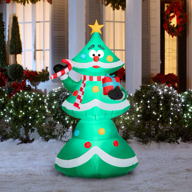 Holiday Living 6.5-ft LED Animated Christmas Tree Christmas Inflatable ...