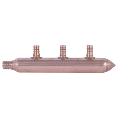 SharkBite 3/4 in. x 1/2 in. PEX-B Crimp Copper 3-Port Closed Manifold ...