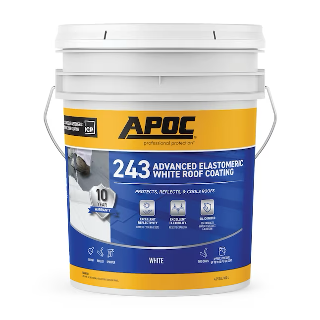 APOC 243 4.75-Gallon White Elastomeric Reflective Roof Coating – Saber ...