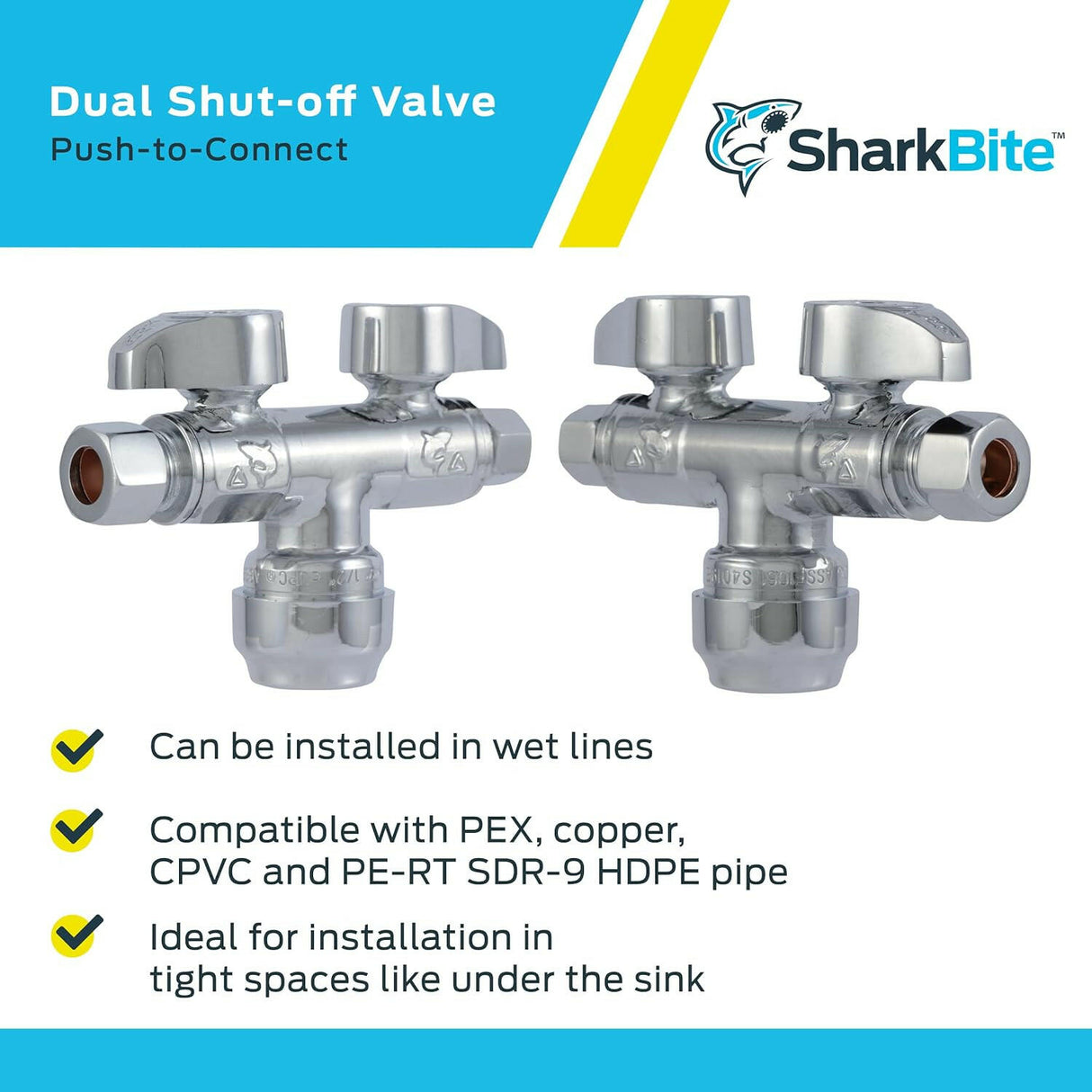 SharkBite 1/2 in. x 3/8 in. Compression x 1/4 in. Compression Brass Pu ...