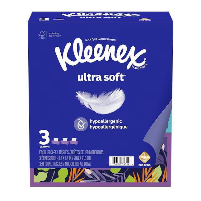 Kleenex 3-Pack Facial Tissue (120-Count) – Saber Sales