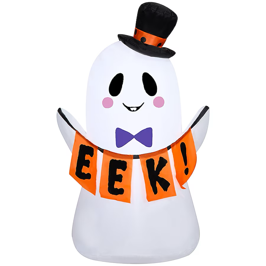 Haunted Living 3-ft LED Ghost with EEK Sign Inflatable – Saber Sales