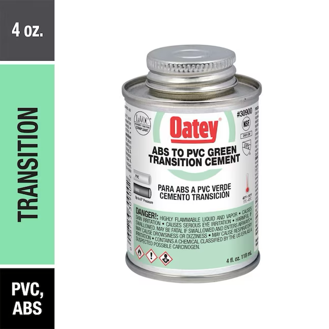 Oatey 4-fl oz Green PVC/Abs Transition Cement – Saber Sales