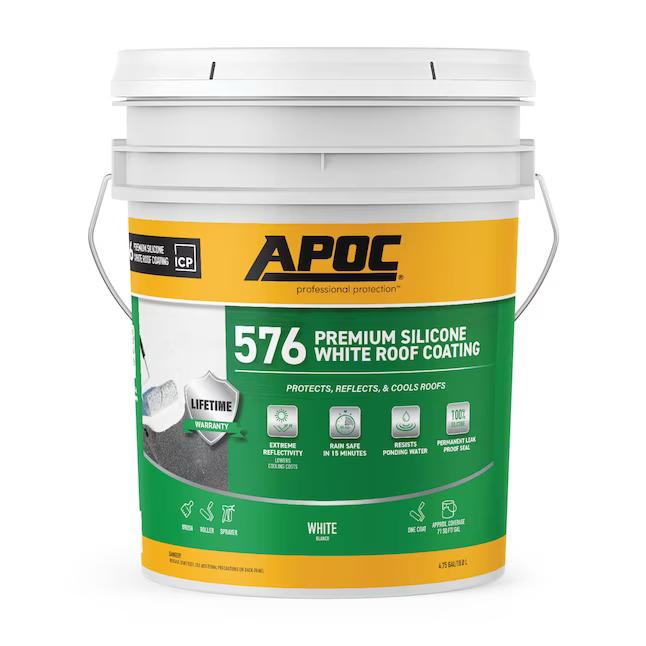 APOC 576 4.75-Gallon White Silicone Reflective Roof Coating – Saber ...