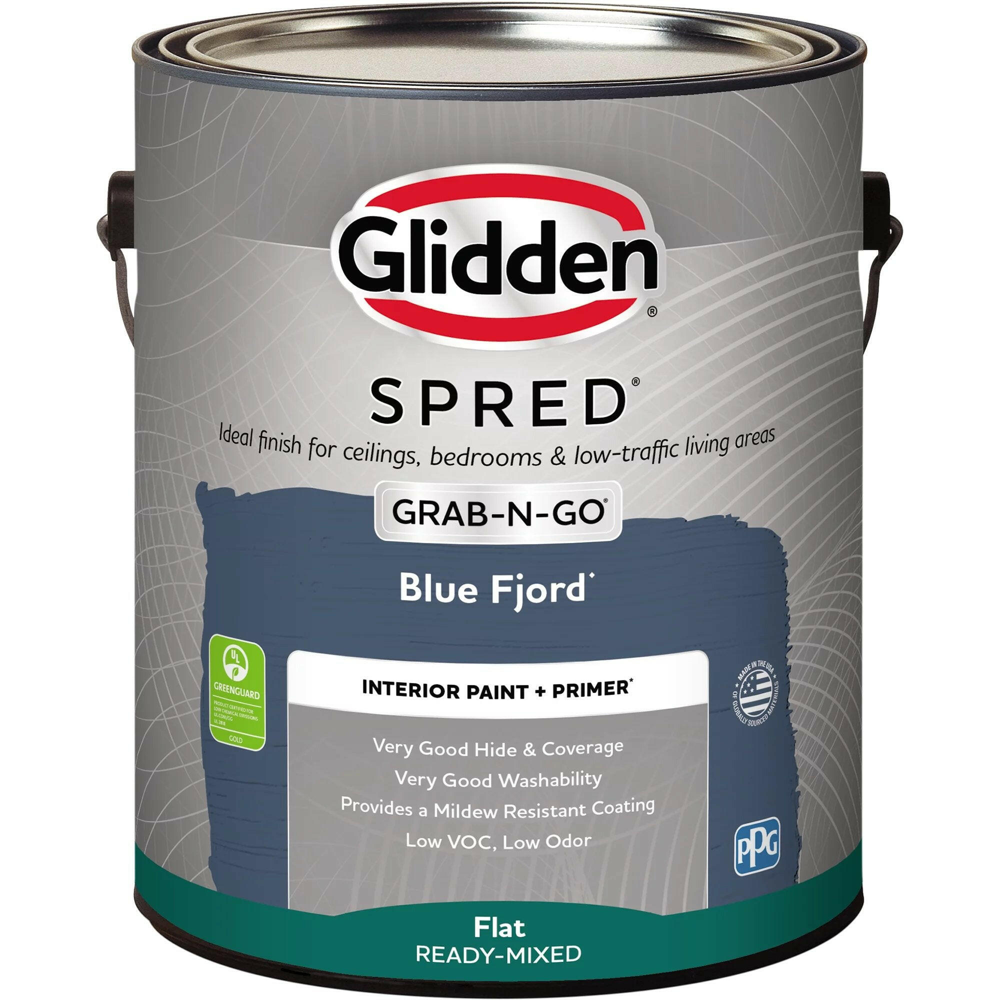 Glidden Spred Grab-N-Go Interior Wall Paint, Blue Fjord, (Flat, 1-Gall ...