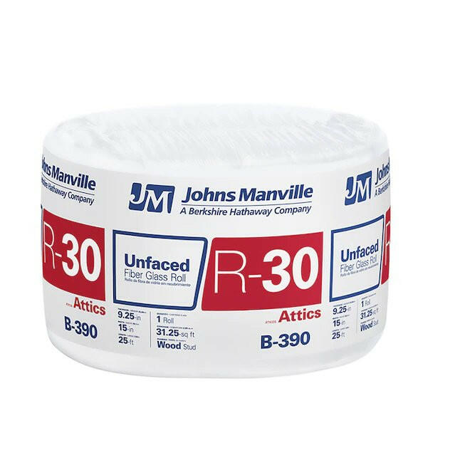 Johns Manville R- 30 Attic Unfaced Fiberglass Roll Insulation 31.25-sq ...