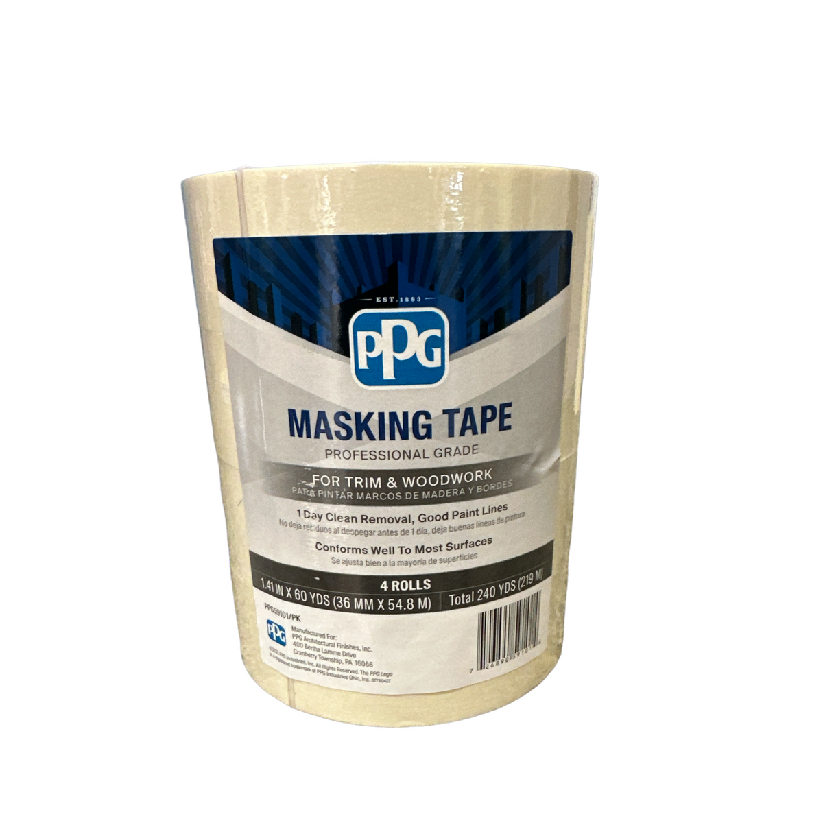 PPG® Masking Tape 1-1/2" X 60 Yds (4-Rolls) – Saber Sales