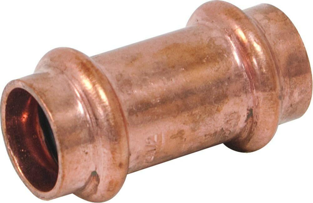 1-1/4 in. x 1-1/4 in. Copper Press x Press Pressure Coupling with Stop ...