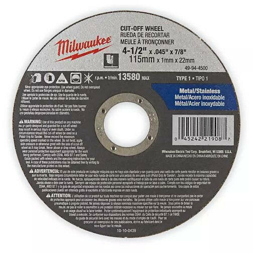 Milwaukee® 4-1/2" Cut-Off Wheel – Saber Sales