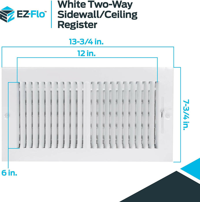 Eastman 12 x 6 Inch Two-Way Ventilation Steel Sidewall/Ceiling Registe ...