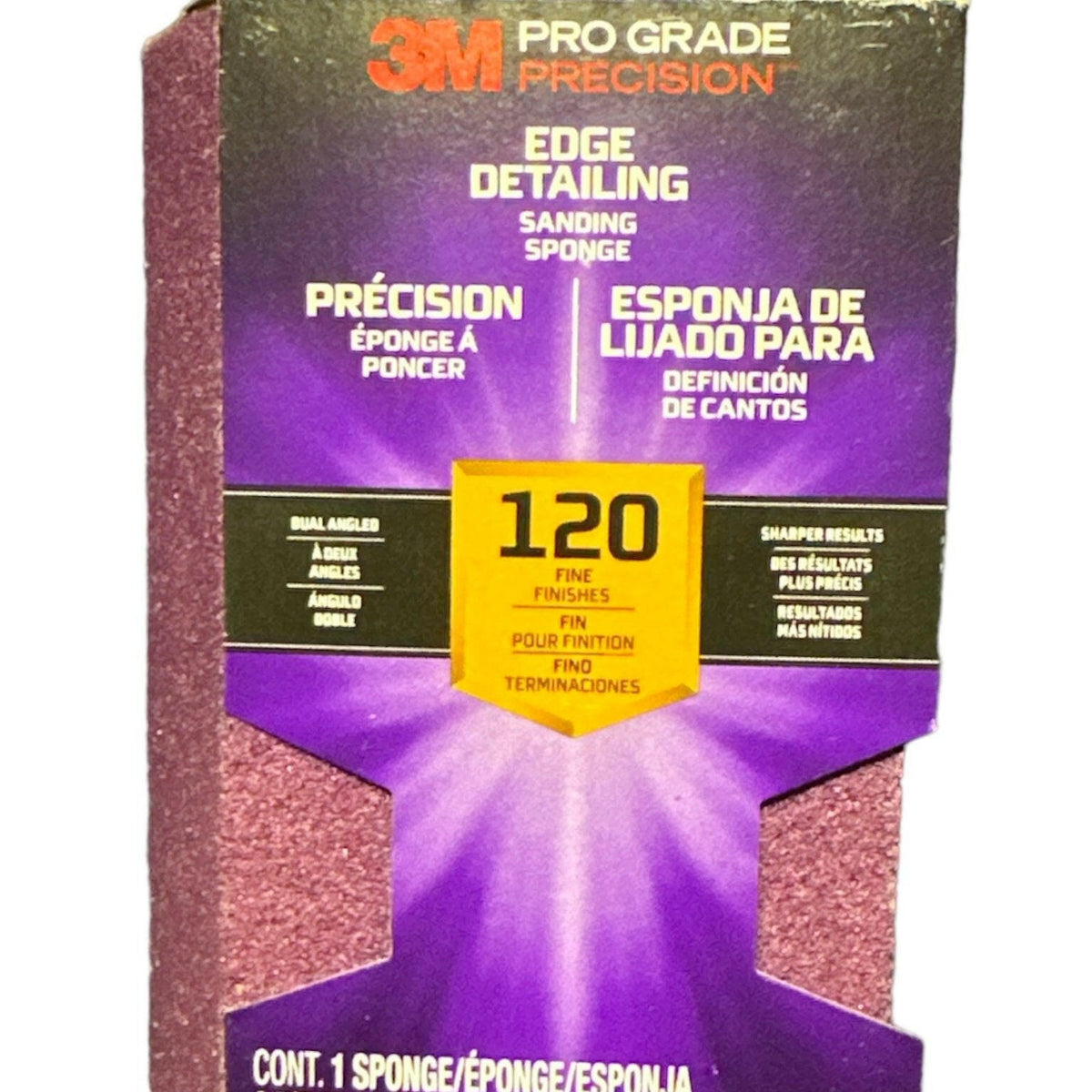 3M Dual Angled Pro Grade Precision 120-Grit Fine Sanding Sponge – Saber ...