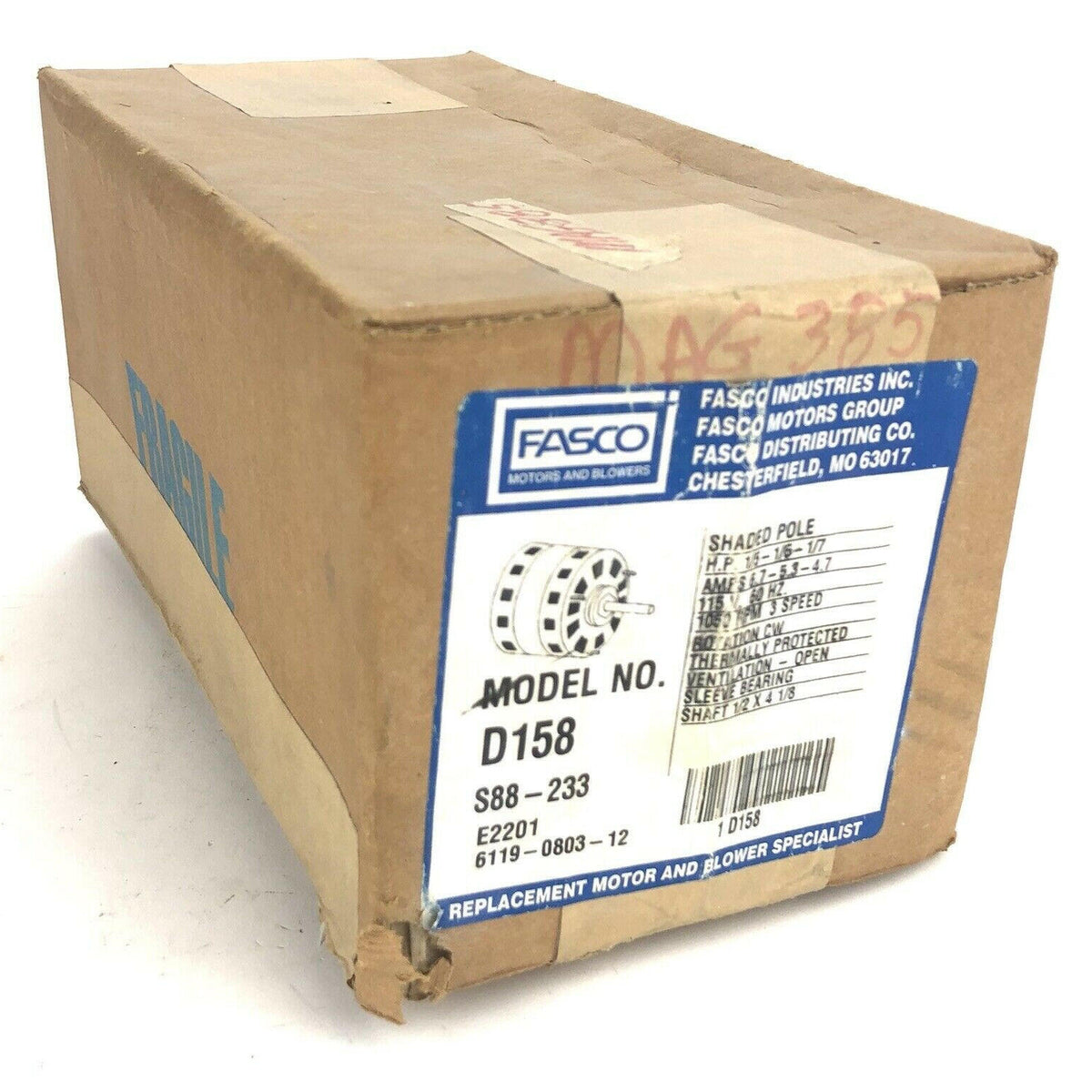 Fasco D158 1/5-1/6-1/7 HP Fan & Blower Motor 1050 RPM 3 Speed 115 Volt ...